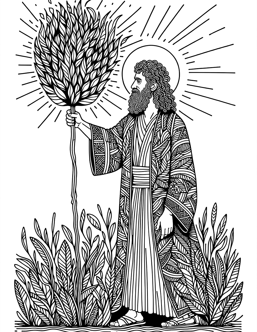 Coloring page of moses and the burning bush | PageCrayon