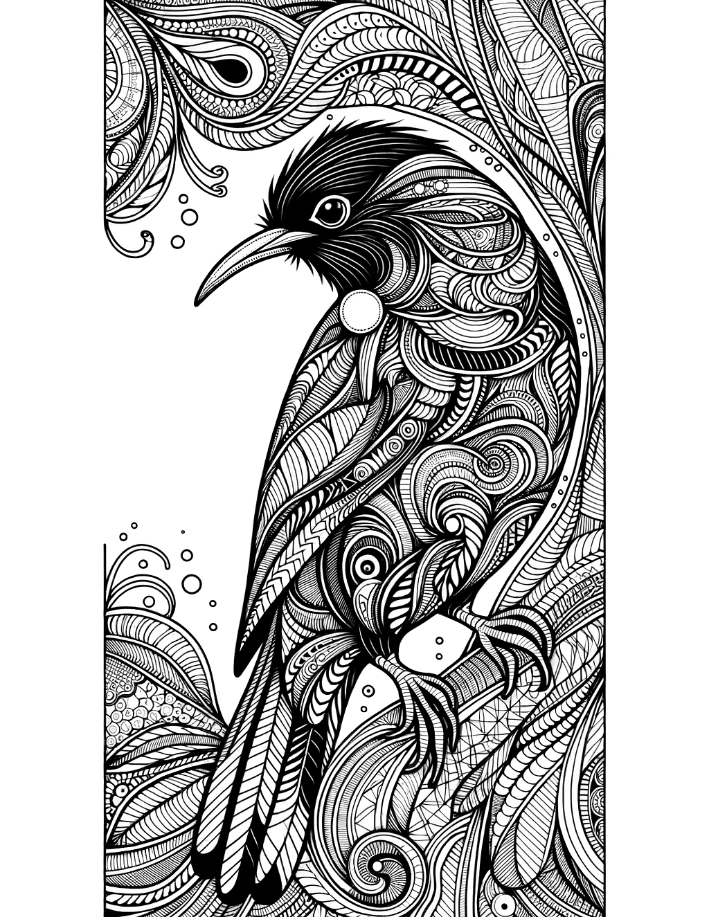 Coloring page of tui birds | PageCrayon