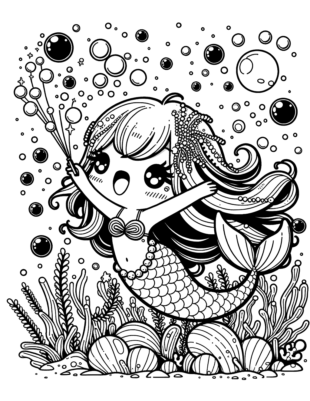 Coloring page of kawaii-themed coloring book page featuring the image ... Coloring page of kawaii-themed coloring book page featuring the image ...