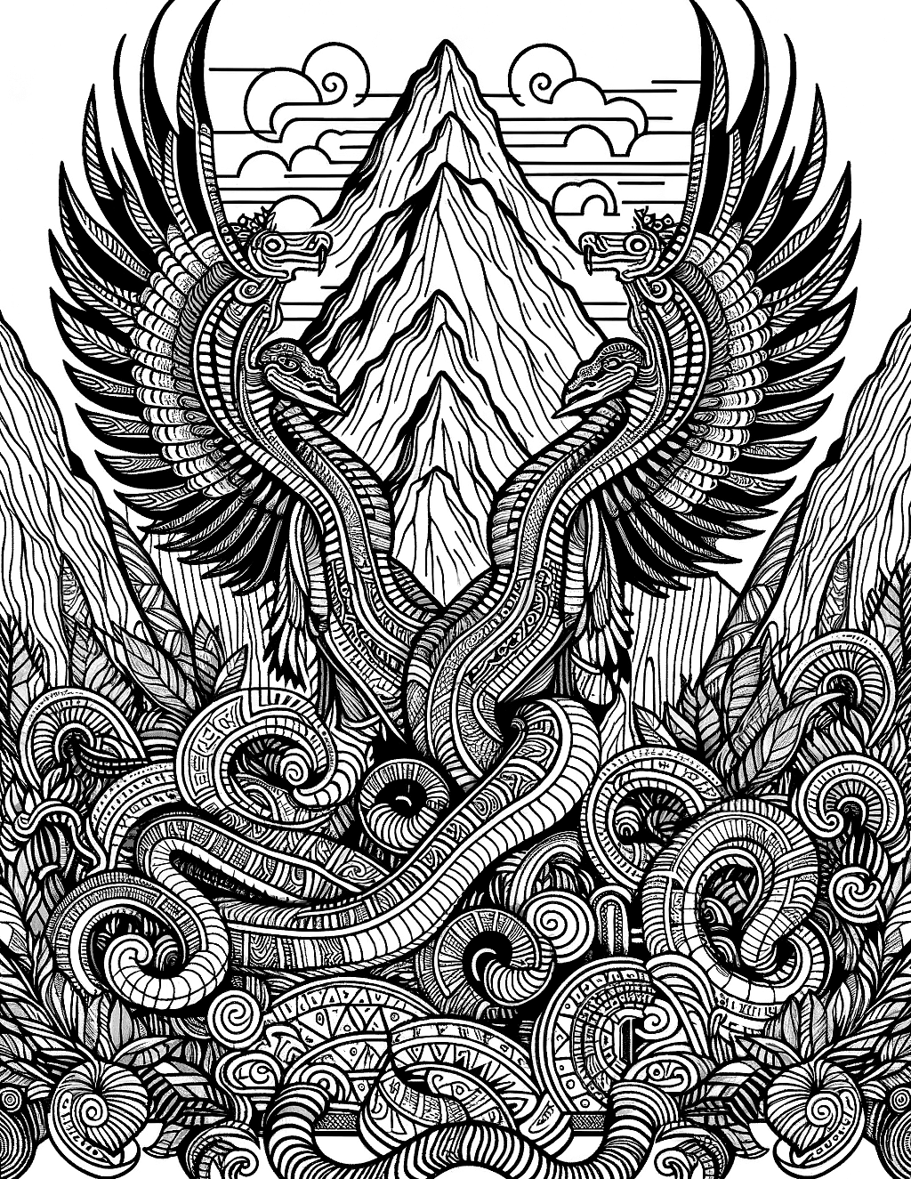 Coloring page of venture to the heights of the andes mountains with ...