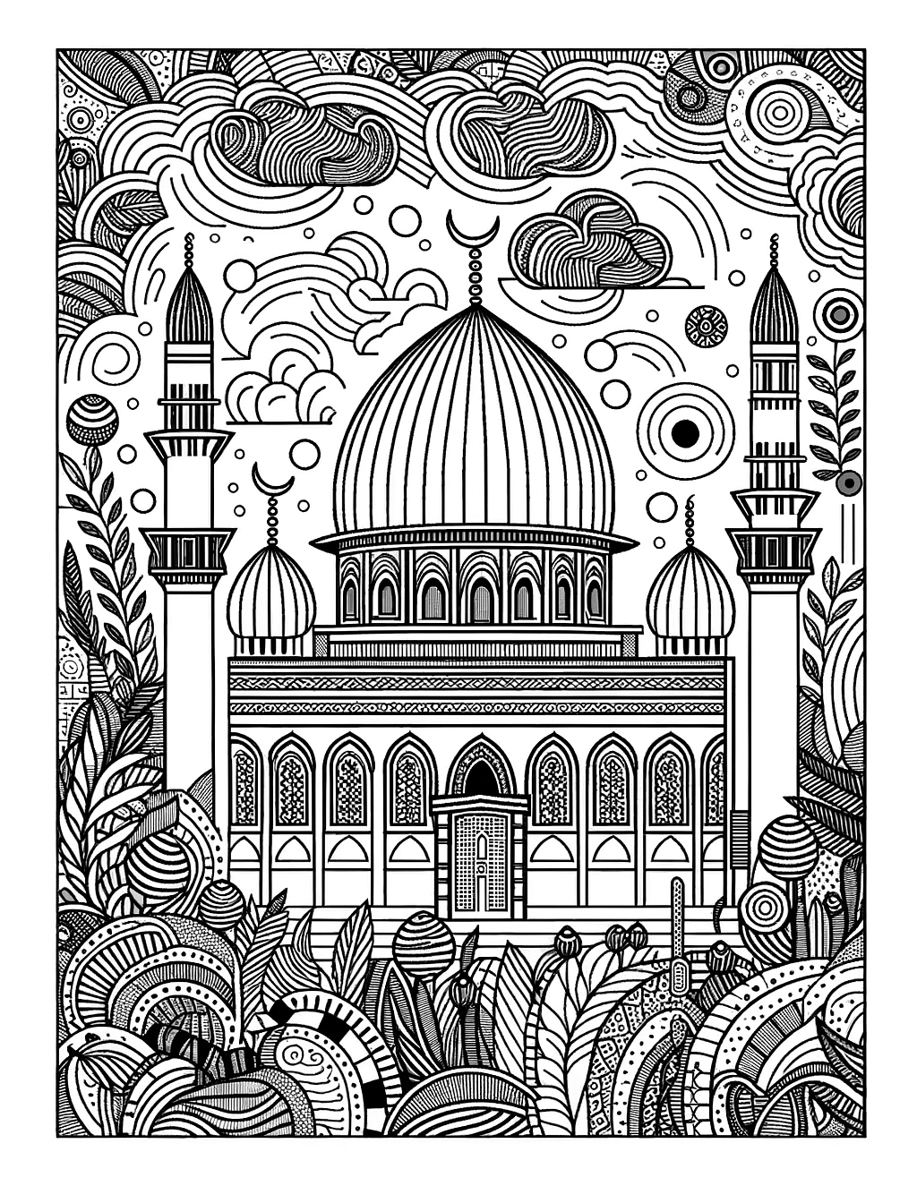 Coloring page of al aqsa mosque | PageCrayon