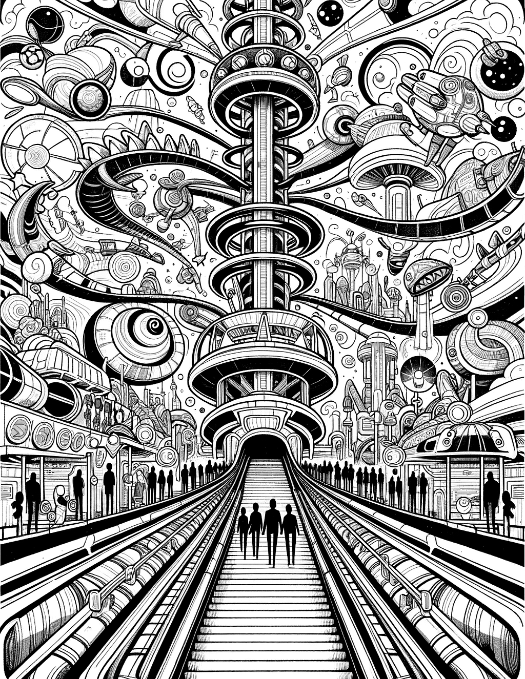 Coloring page of the entry queue of star tours | PageCrayon