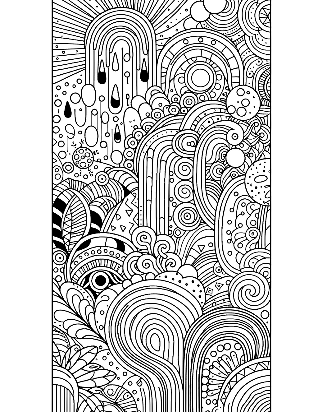 Coloring page of rainbow mindfulness activity | PageCrayon
