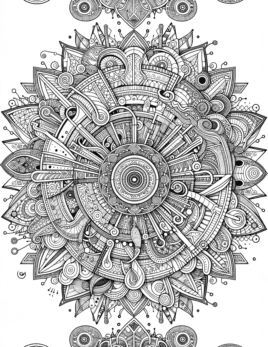 Coloring page of design a mandala that represents the journey through ...