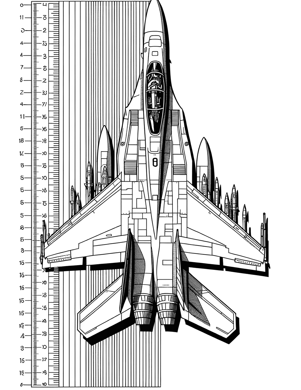 Coloring page of a cartoony looking f-14 tomcat | PageCrayon