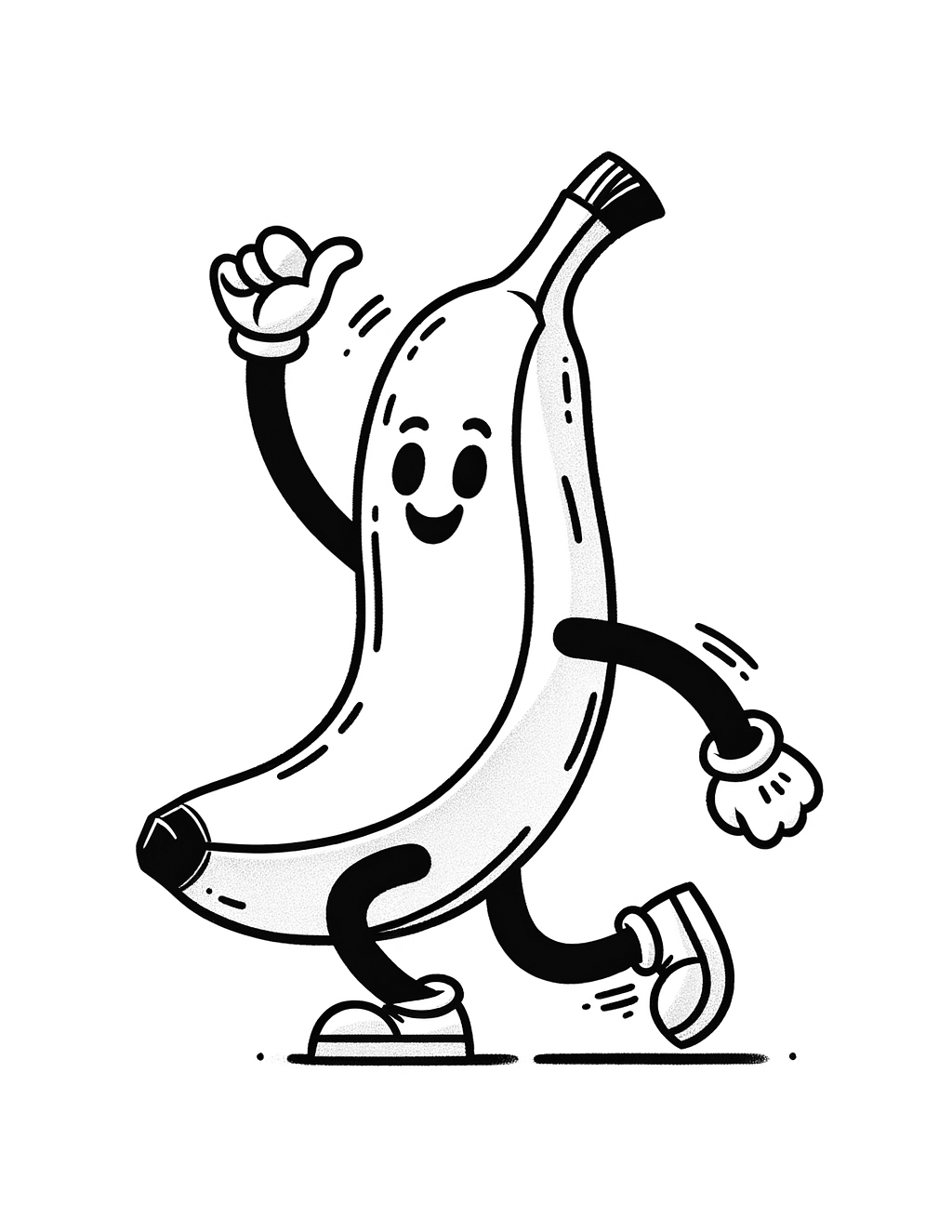 Coloring page of peely the fortnite video game character doing an emote ...